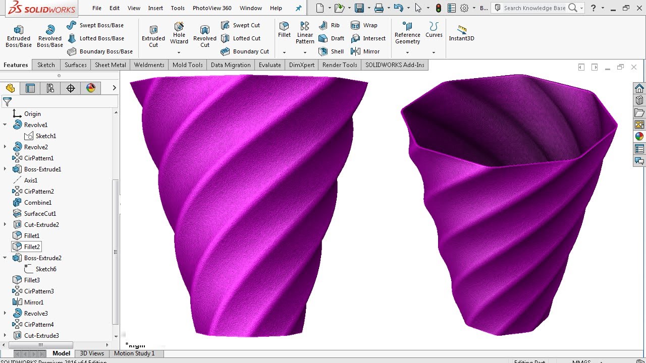 Twisted Vase - SolidWorks - YouTube