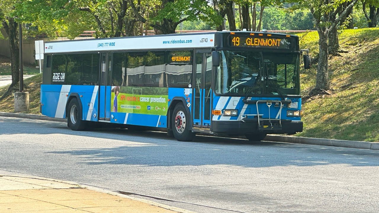 MCDOT Ride On 2008 Gillig Advantage LF40 #5743 on Route 49 to Glenmont ...