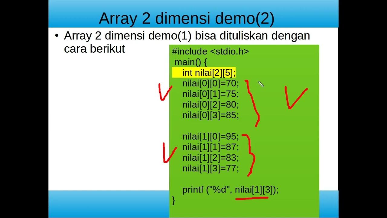 Algoritma Dan Struktur Data C | Array Multi Dimensi - YouTube