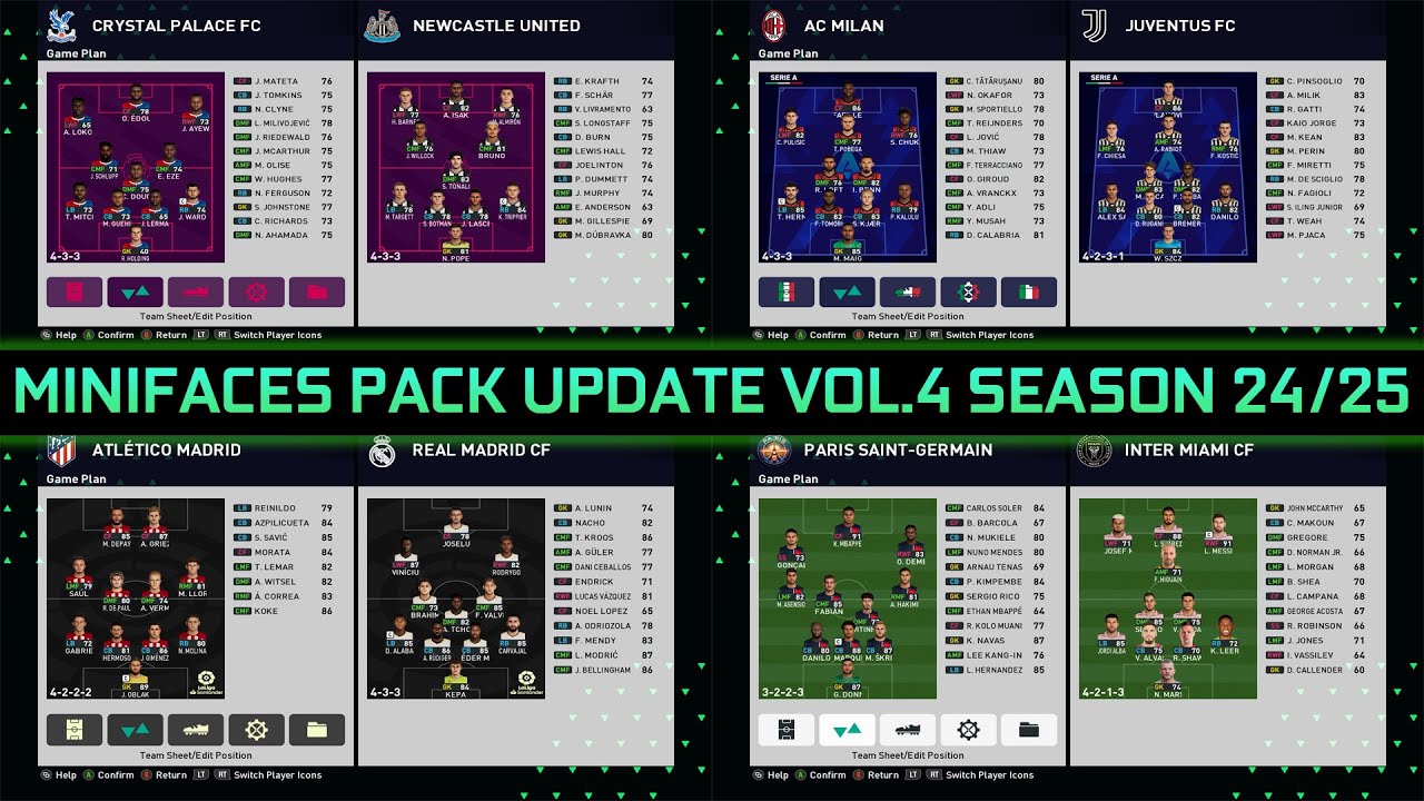 MINIFACES PACK UPDATE VOL.4 SEASON 24/25 - PES 2021 & FOOTBALL LIFE - YouTube