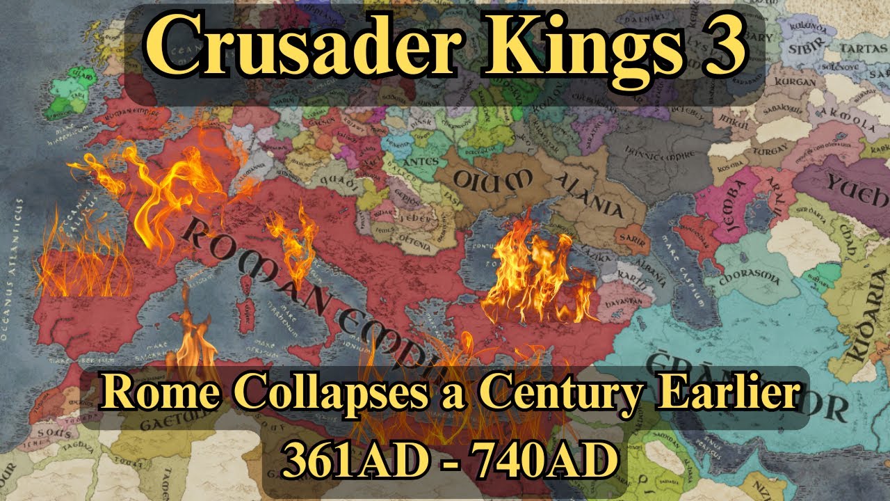 CK3 Fallen Eagle Timelapse - What if Rome fell 100 years early? - YouTube