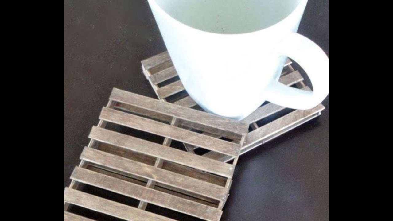 How To Make A Coaster With Popsicle Sticks ( Diy Mini Pallet Coaster ...