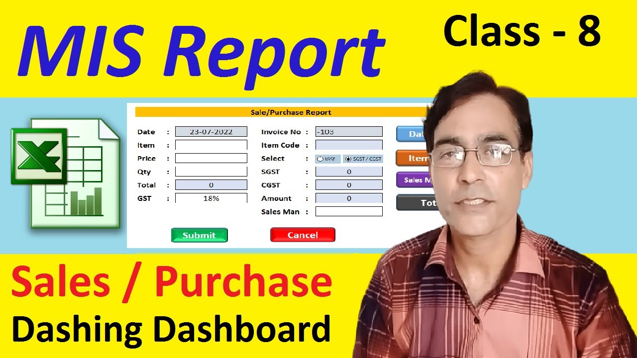 MIS Report in excel class - 8 | Sales/Purchase Report in Excel with ...