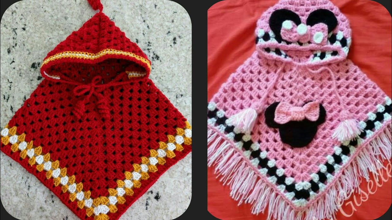 How to crochet baby Poncho with hoodie !! crochet cap || Girls Crochet ...