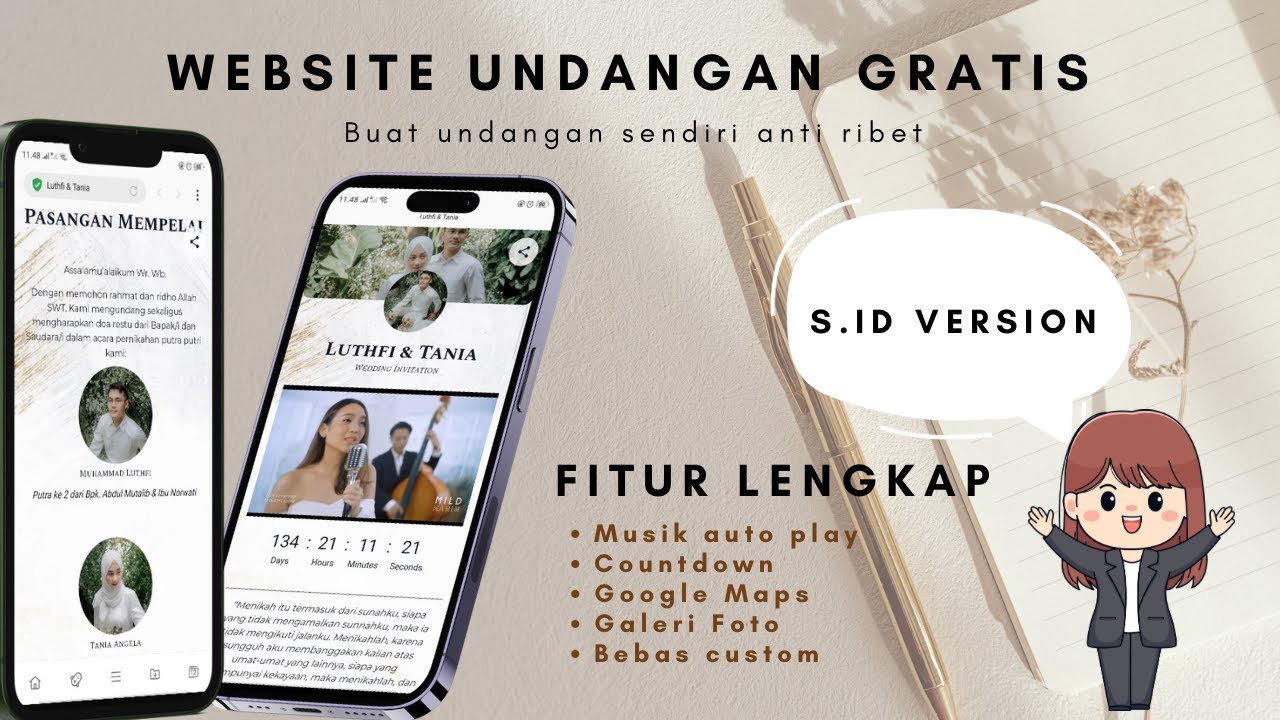 Membuat Undangan Website Sendiri Gratis Semua Fitur Lengkap Modal HP | FREE LINK UNDANGAN - YouTube
