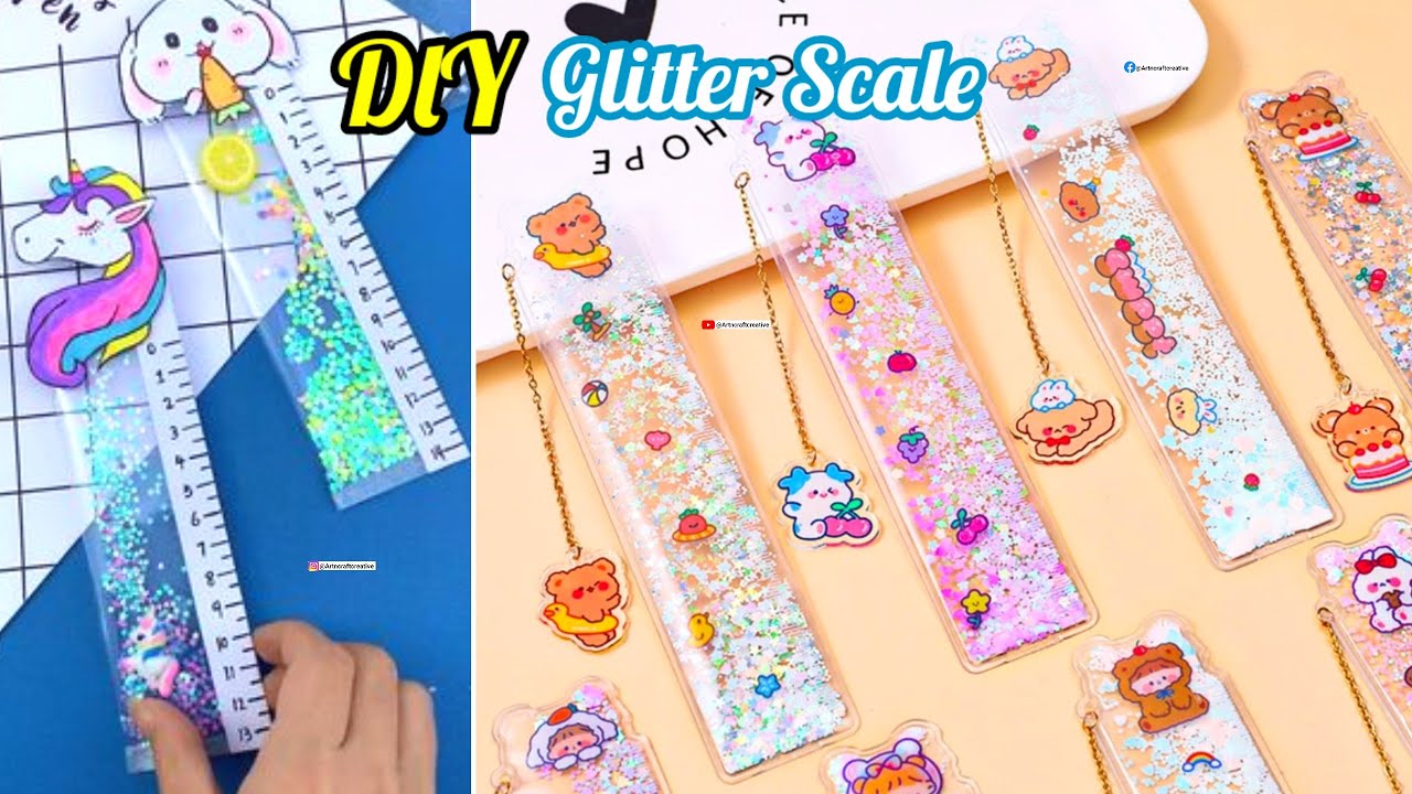 DIY Glitter scale /DIY paper Scale - How to make glitter ruler/How to ...