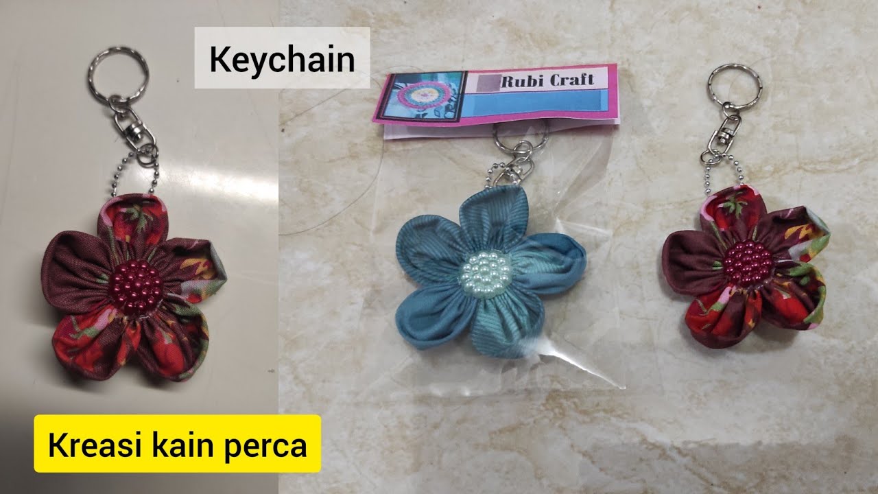Kreasi kain perca/ DIY fabric keychain/ Souvenir gantungan kunci perca ...