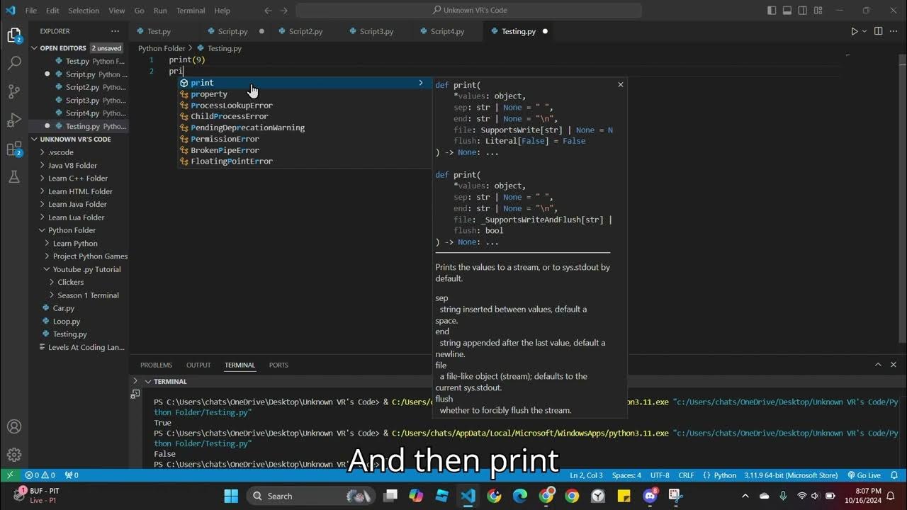 Learn Python S1, CH1: Printing - YouTube