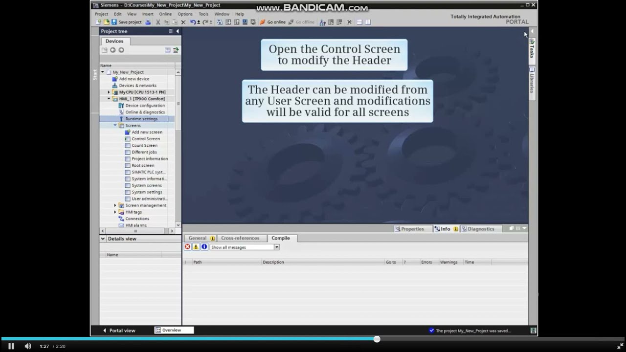 How To Change HMI Header Information In TIA Portal # HMI - 4 Of 10 ...
