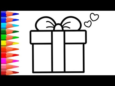 how to drow a gift 🎁 Box easy drawing and colouring step by step for ...