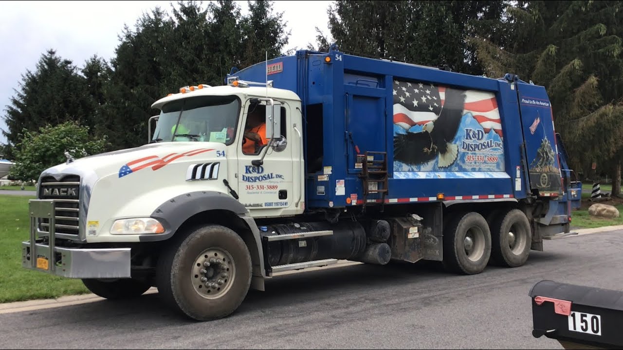 K&D Disposal Mack Granite Heil Rear Loader Garbage Truck Finishing Up ...