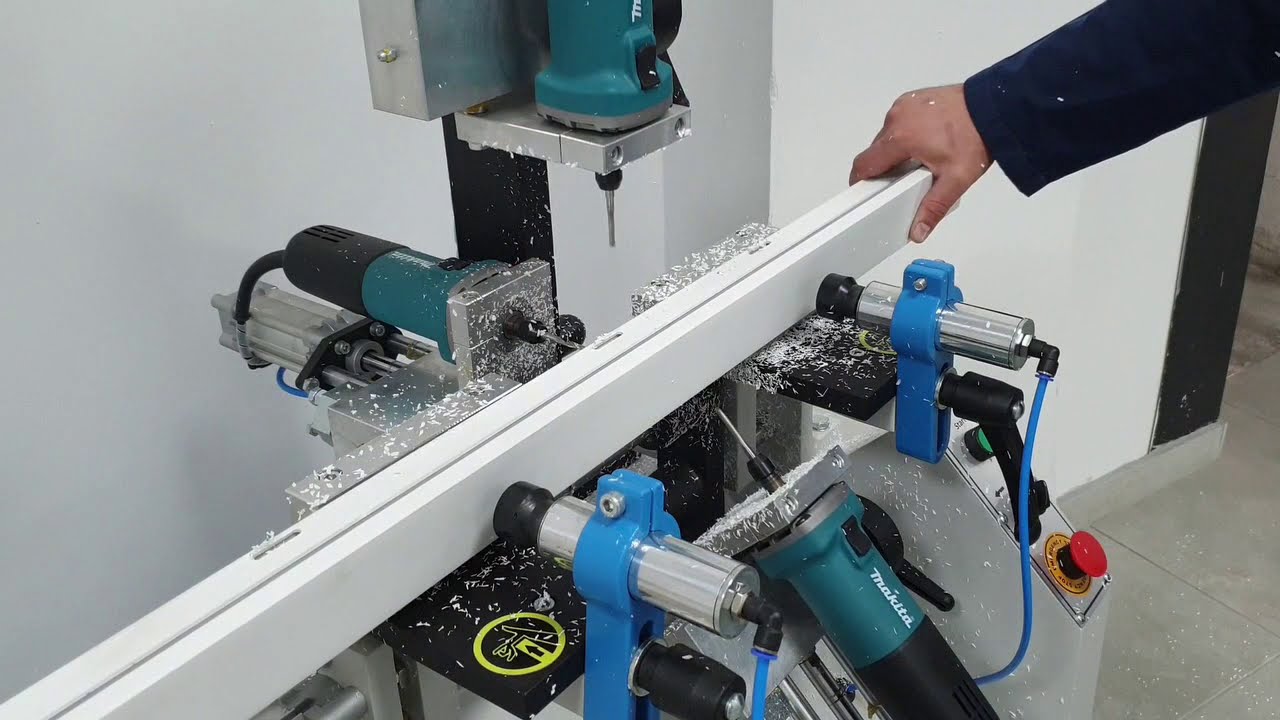 Automatic Triple Water Slot Drilling Machine for uPVC Profiles - YouTube