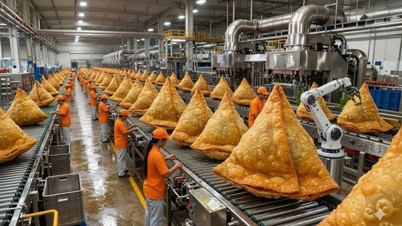 Inside the Making of Crispy Samosas | Modern Factory Production - YouTube