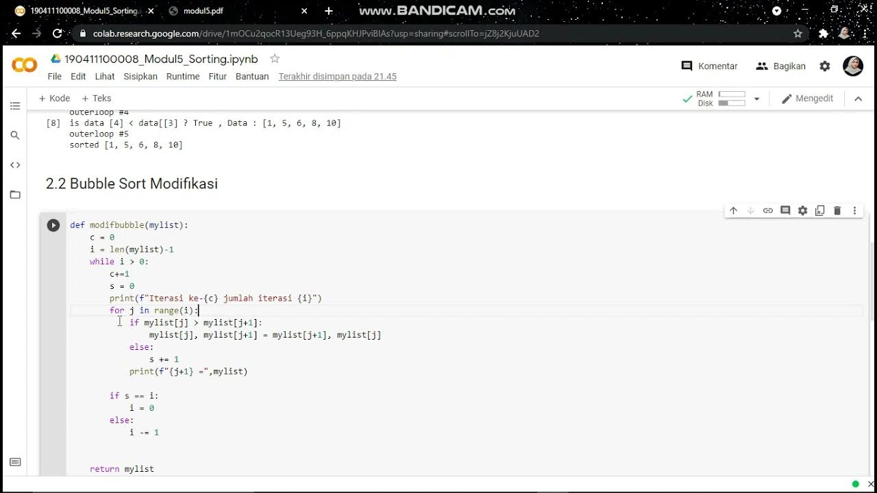 Implementasi 2 Modifikasi algoritma Bubble Sort - YouTube