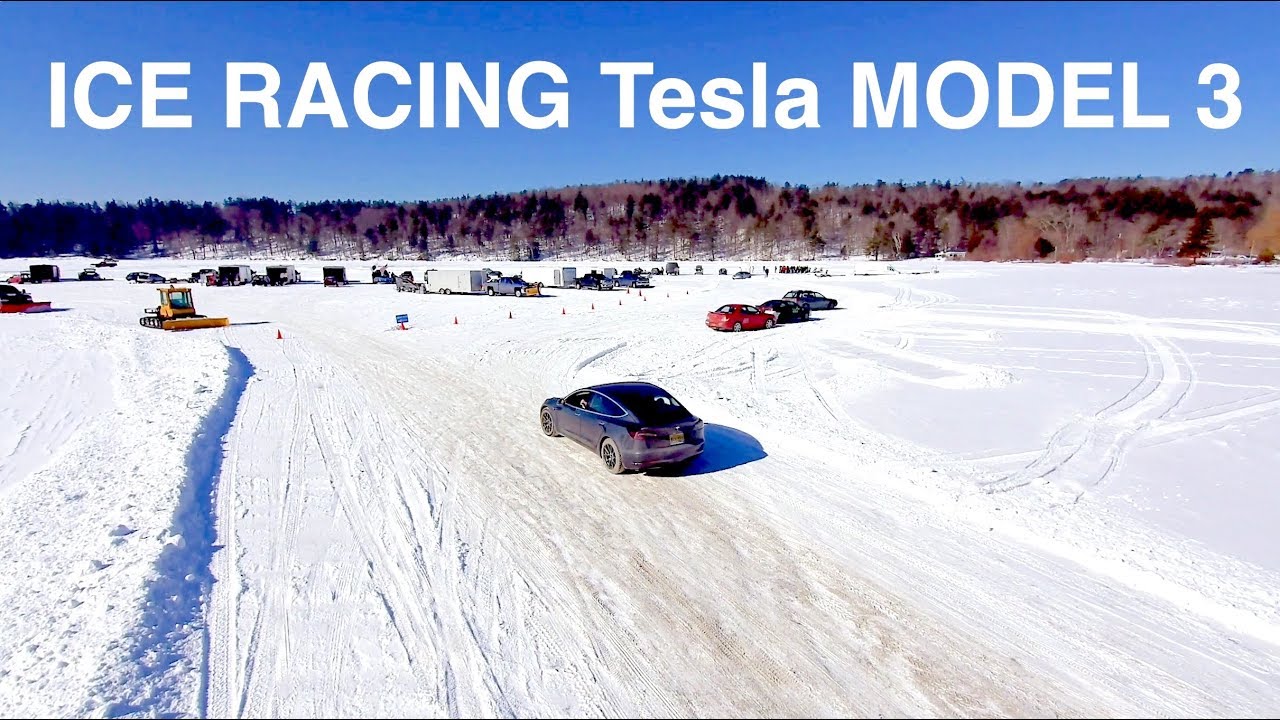 Ice racing Tesla P3D- on a frozen lake - YouTube