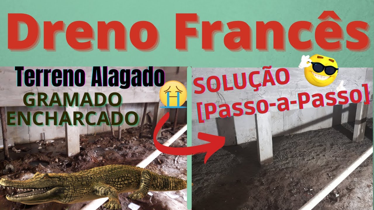 DRENO FRANCÊS (french drain), Como resolver TERRENO ALAGADO e GRAMADO ...