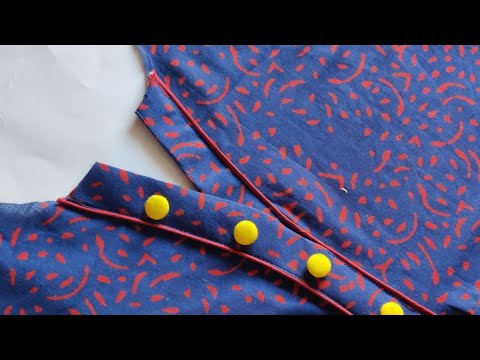 Latest and Simple V Placket Kurti Front Neck Design Cutting and ...