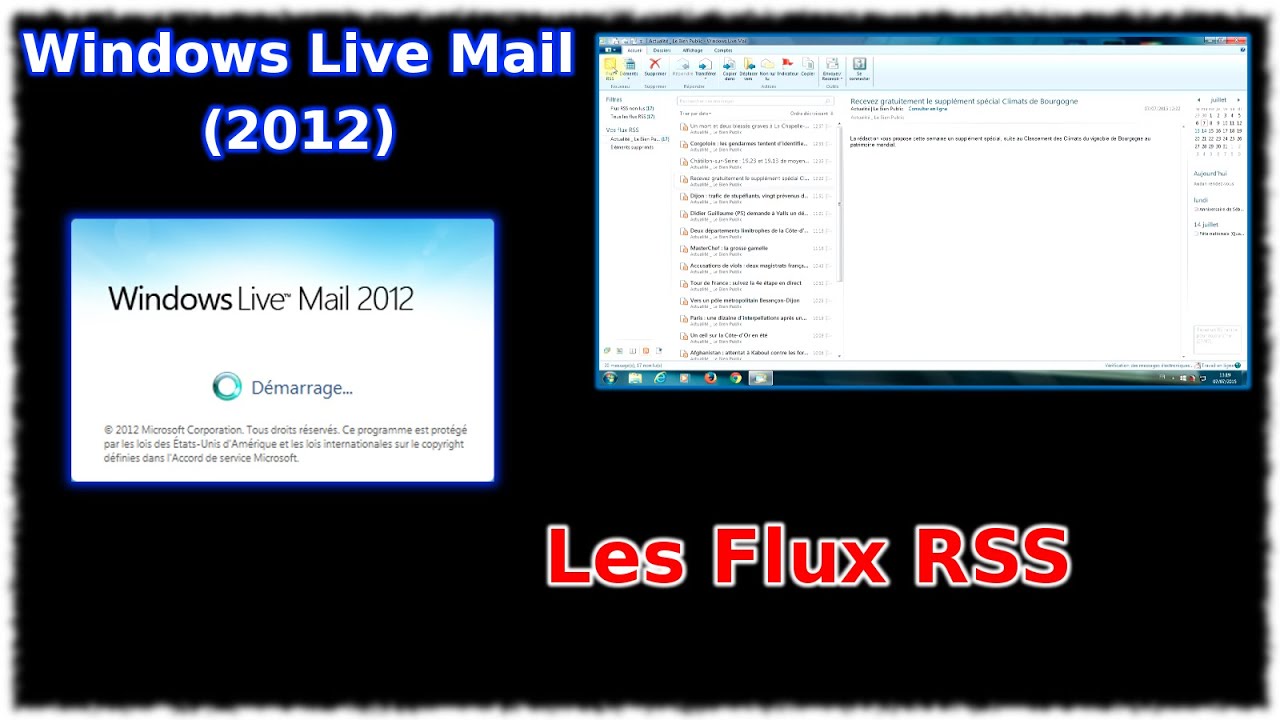 Tuto Windows Live Mail 2012 - Flux RSS - YouTube