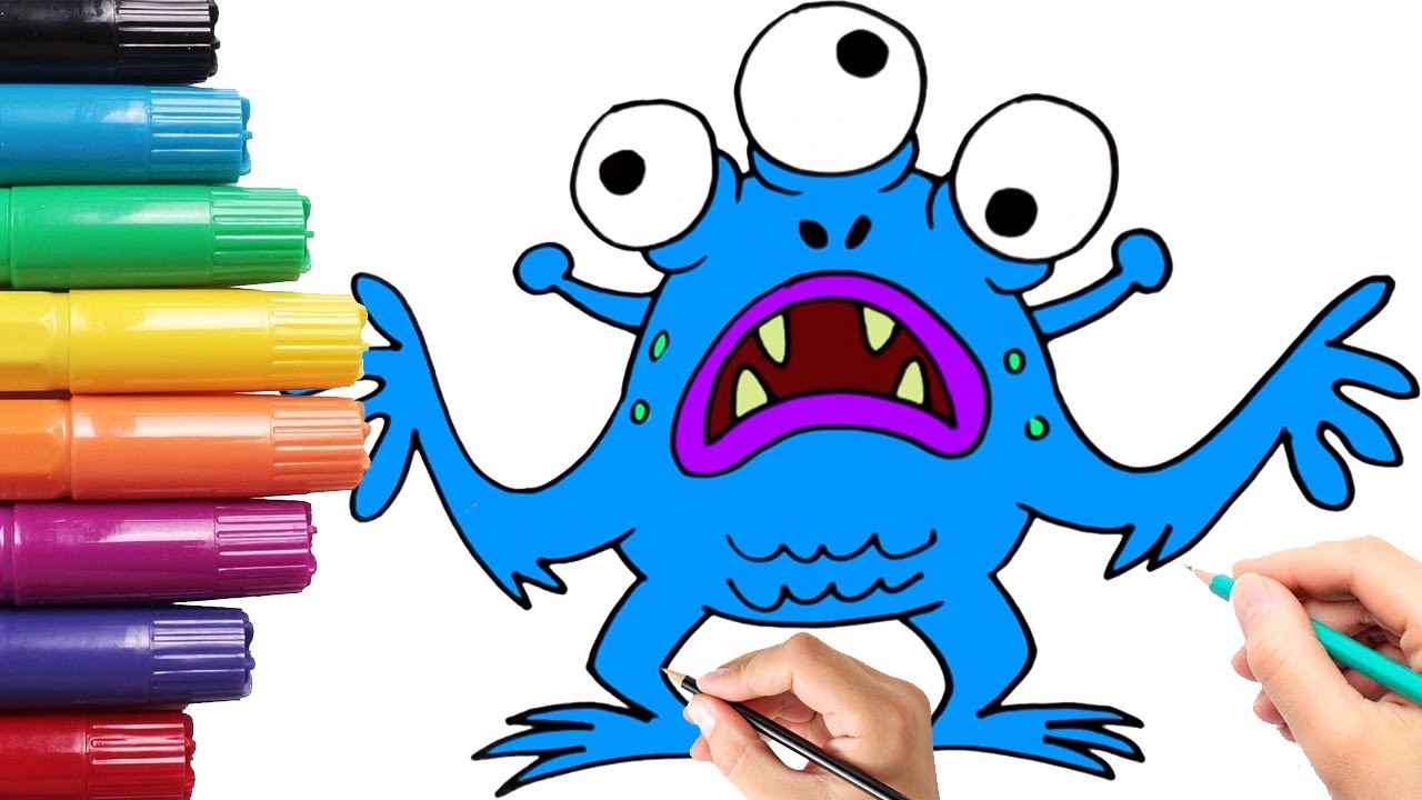 How to Draw a Monster - Step by Step for Kids - YouTube