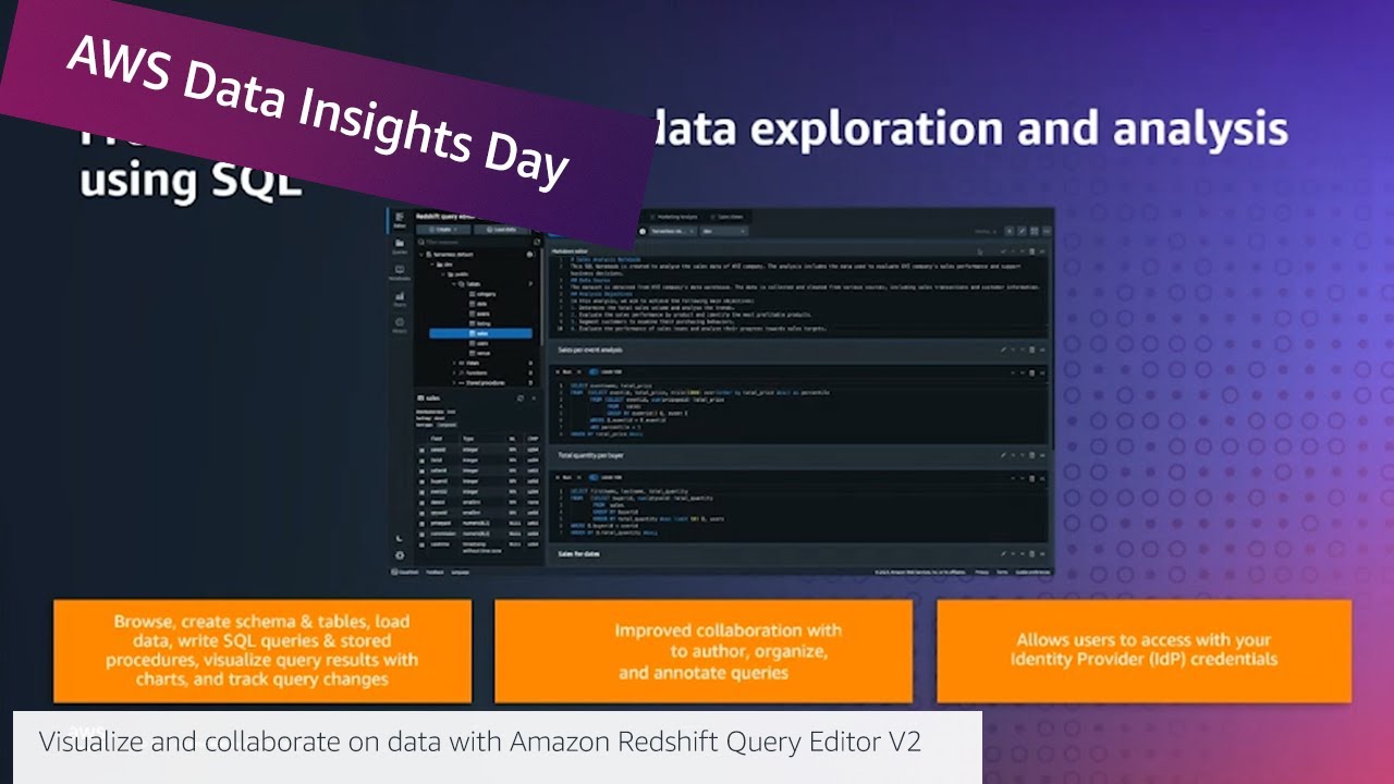 AWS Data Insights Day | AWS On Air ft. Amazon Redshift Query Editor V2 ...