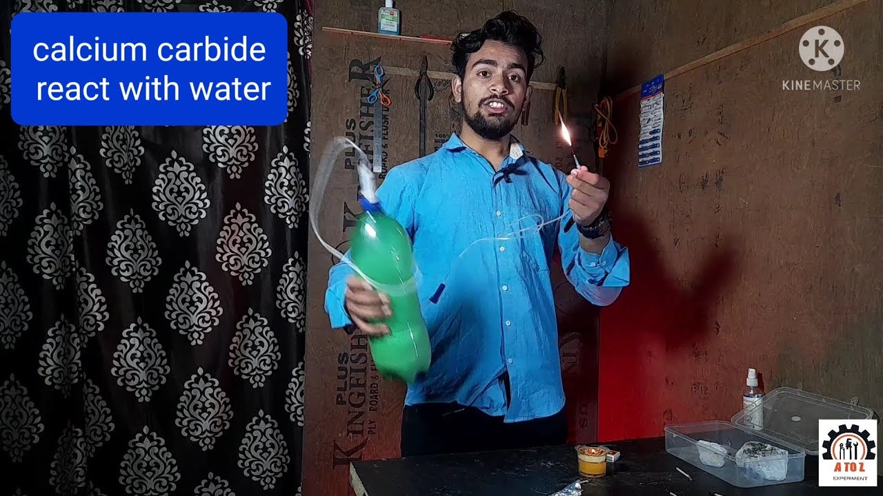 Experiment calcium carbide and water AtoZ experiments - YouTube