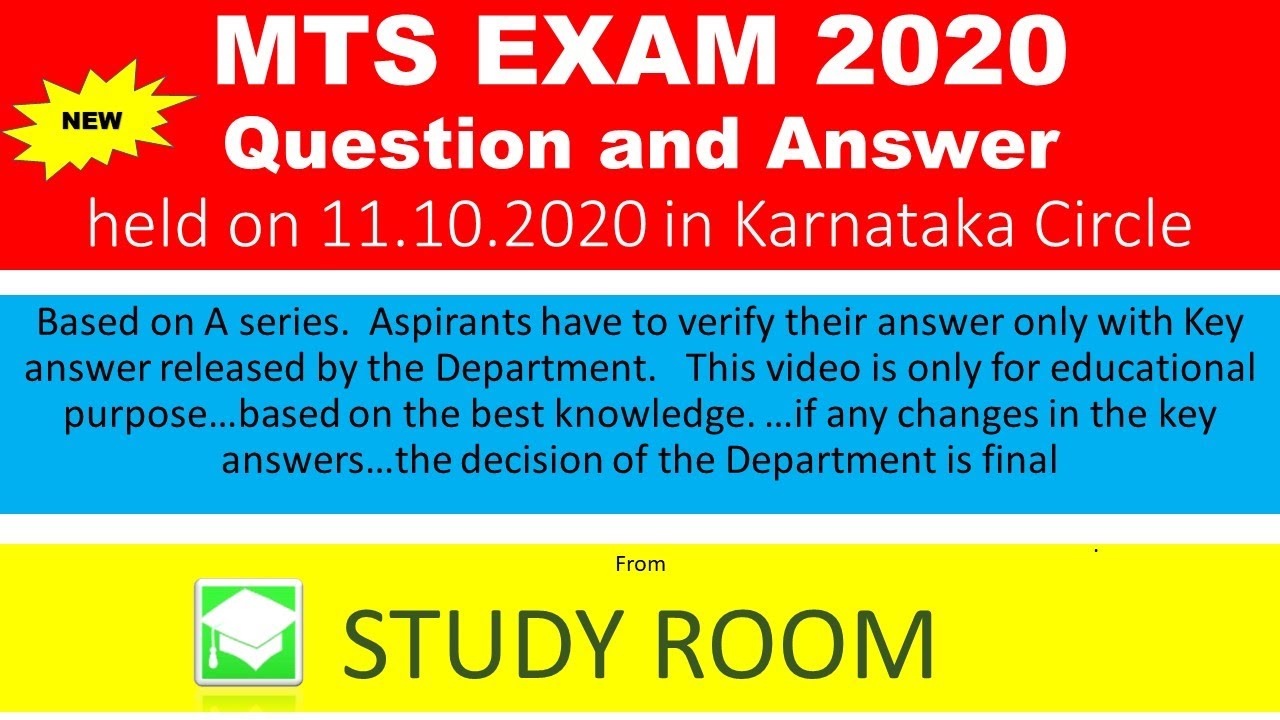 Key Answer MTS exam 2020 (Questions and Answer) held on 11.10.2020 ...