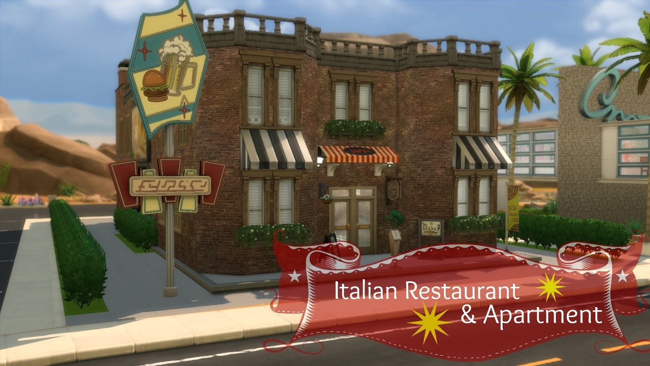 The Sims 4: Italian Restaurant and Apartment Speed Build - YouTube