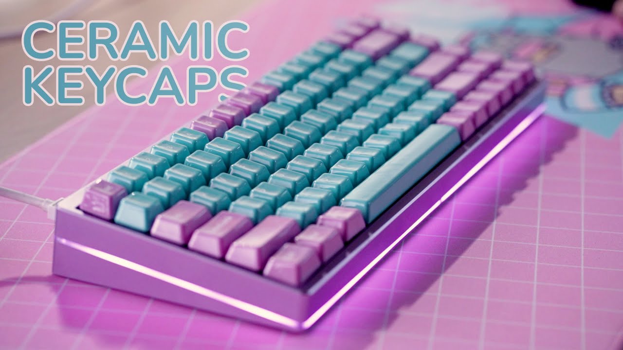 Ceramic Keycaps! | 💙💜 Cerakey on my aluminium board - YouTube