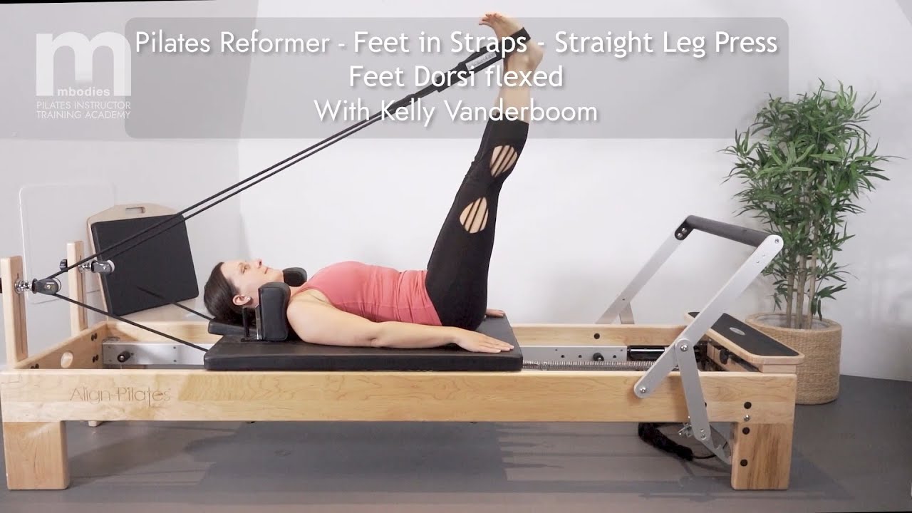 Pilates Reformer Exercise - Feet in Straps - Straight Leg Press - Feet ...