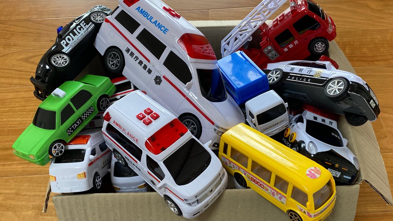 『toy car』Many ambulances and police cars drive with their sirens ...