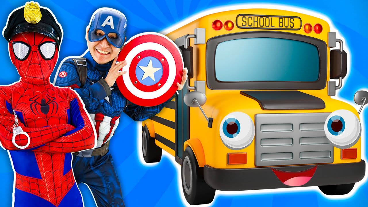 Superhero Saves Wheels On The Bus - Nursery Rhymes & Kids Songs - YouTube