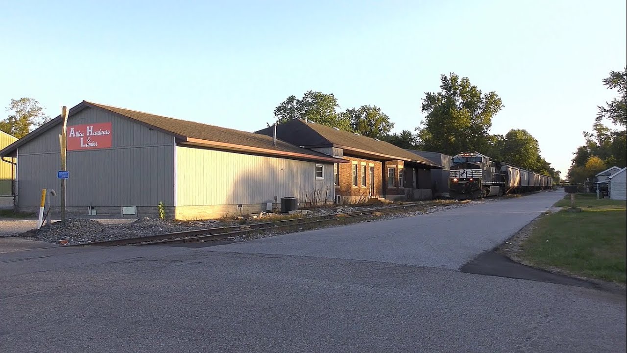 NS 54K with NS 4422 Passing the Former CA&S Depot in Attica, Indiana - YouTube