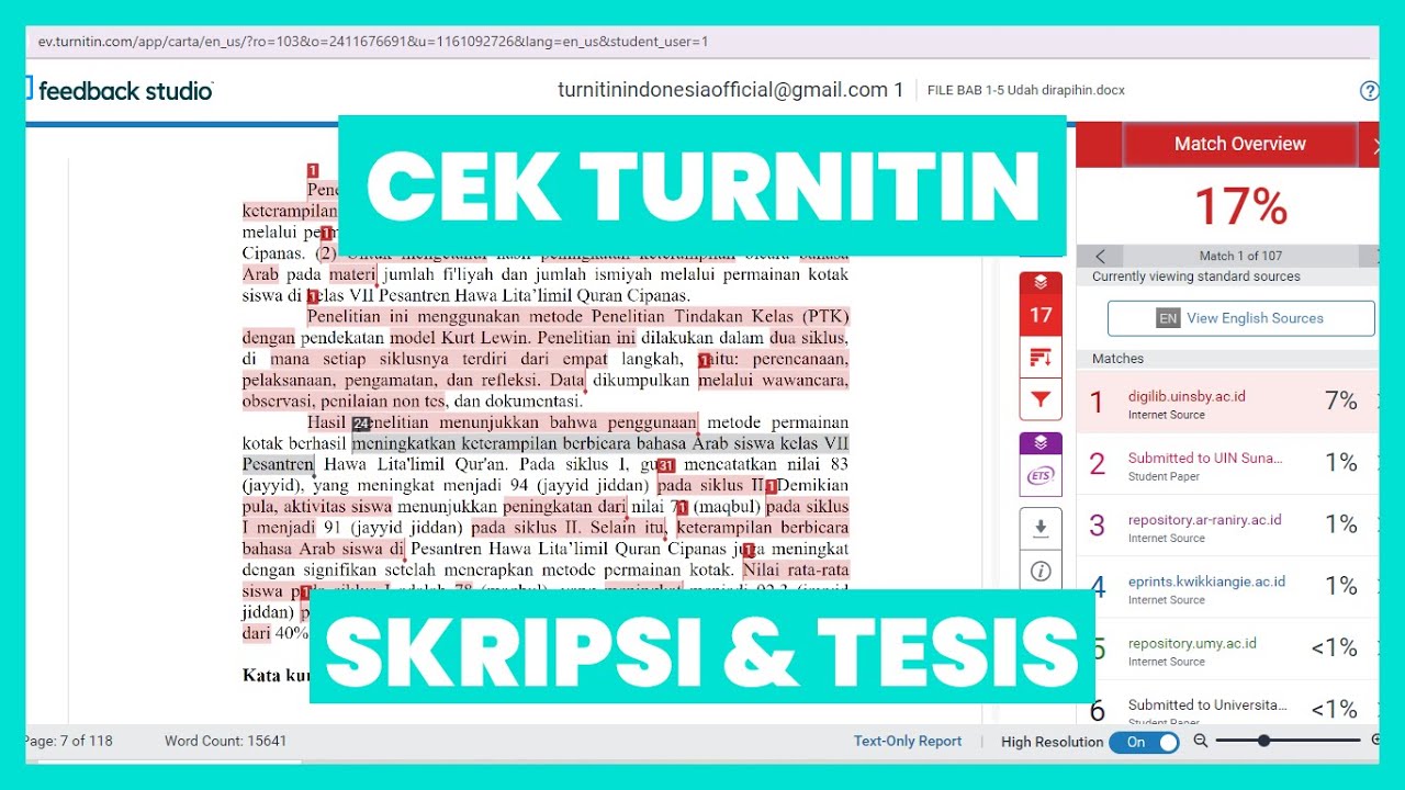 TUTORIAL CARA CEK SKOR TURNITIN UNTUK SKRIPSI DAN TESIS - YouTube