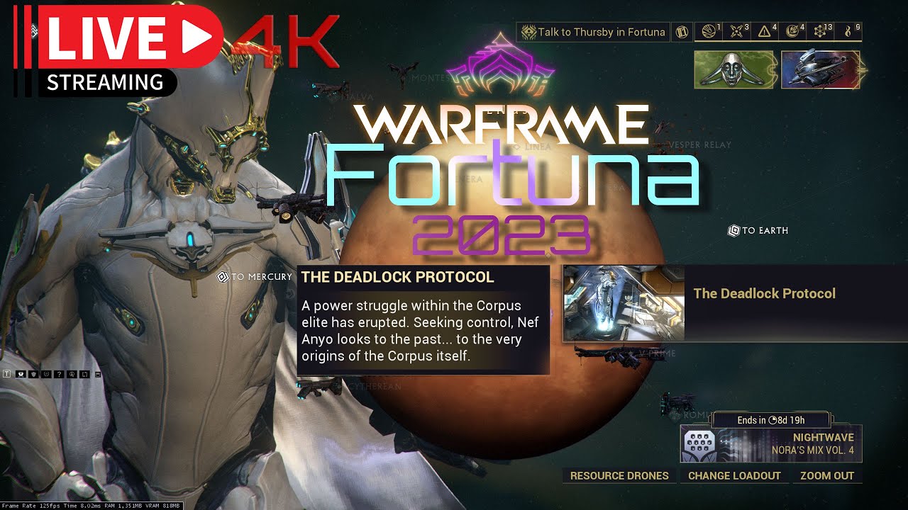 Warframe gameplay #4k #founders | Excalibur Prime FORTUNA Deadlock ...