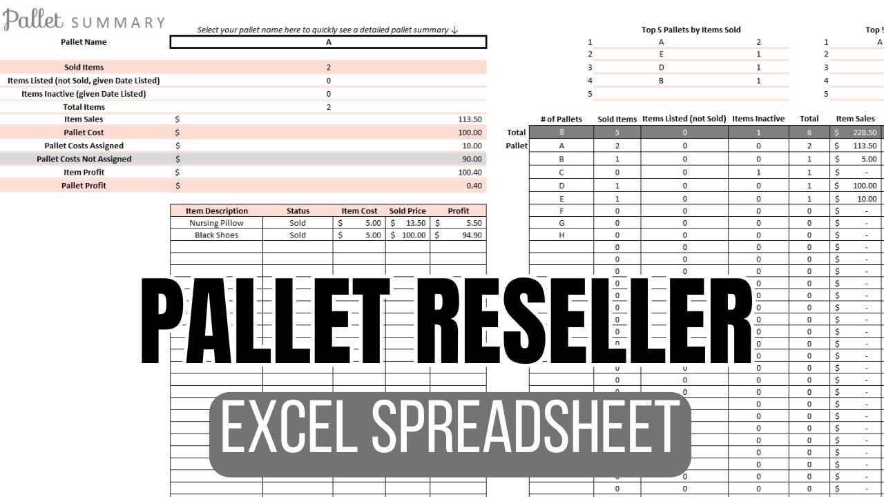 Pallet Reseller Excel Spreadsheet - YouTube