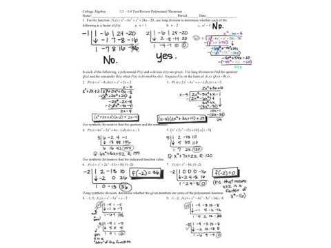 Test Review - Polynomial Theorems (Answer Key Explained) - YouTube