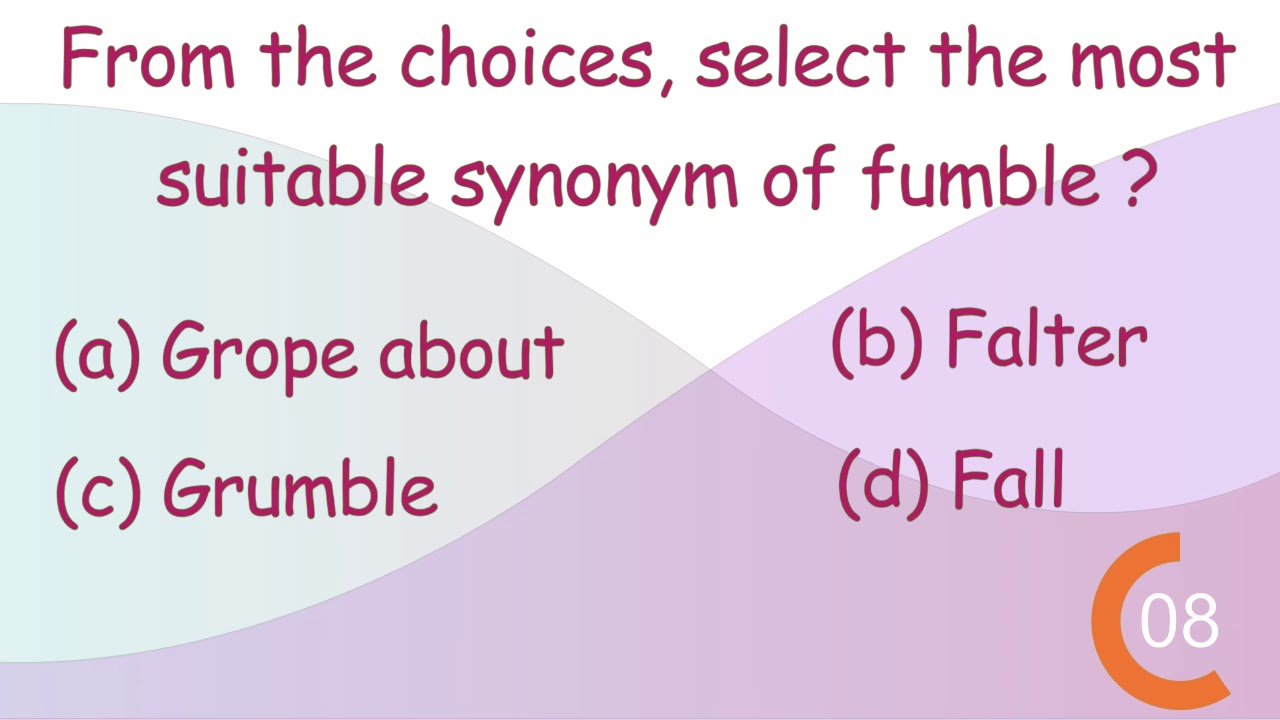 What is the Synonym For Fumble? Question 15 | Synonym Quiz Series By ...