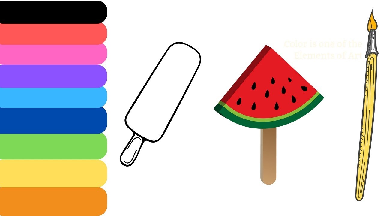 drawing and colouring. fun watermelon ice cream - YouTube