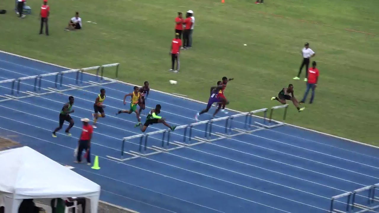 Queens Grace Jackson Meet 2018 Boys 100mH Class 3 Heat 2 - YouTube
