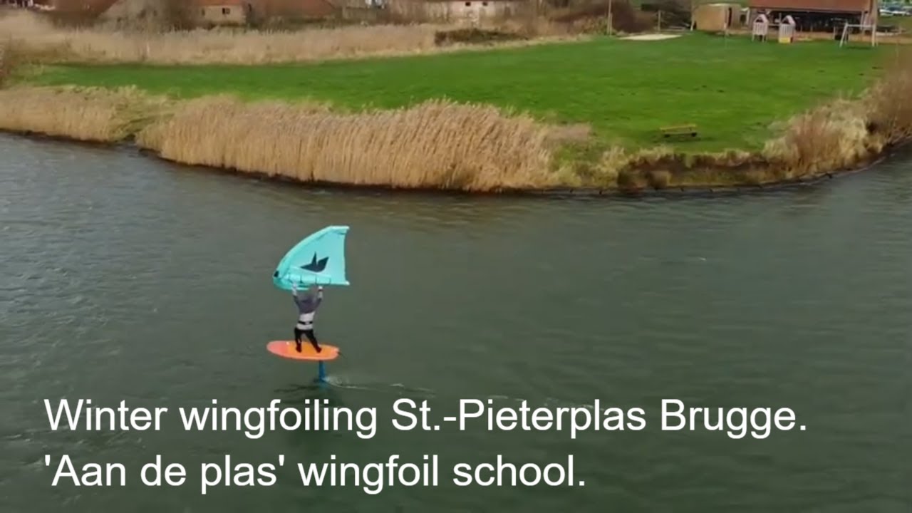 Winter wingfoiling 'aan de plas' st Pietersplas Brugge (2) - YouTube