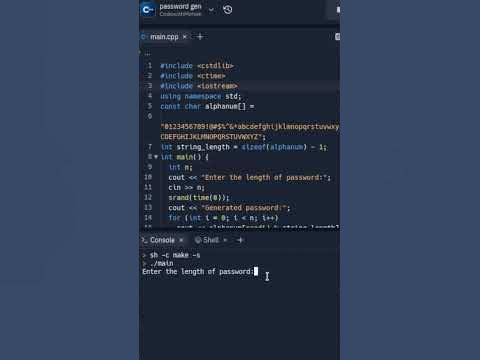 The Strong password generator in 2 lines of code Shorts c++ #coding # ...