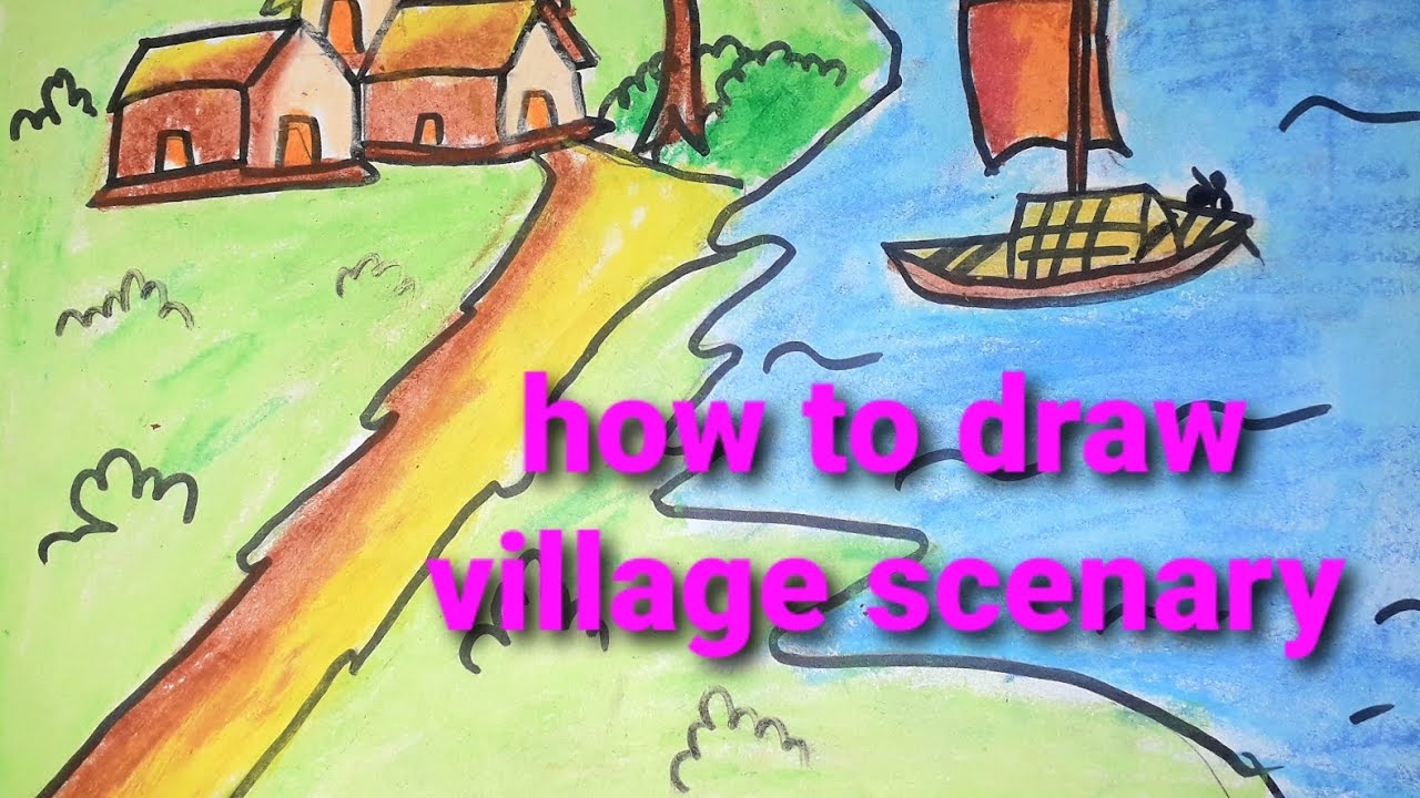 How to draw village scenary. Easy Tutorial - YouTube