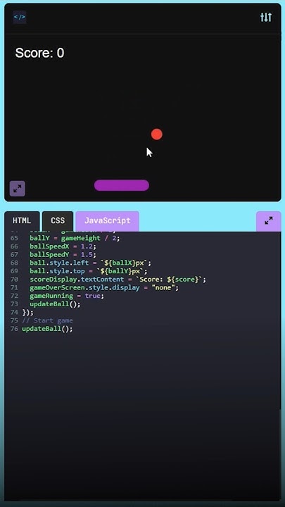 Code 57 | Paddle Game with Score and Game Over Logic #coding #javascript - YouTube