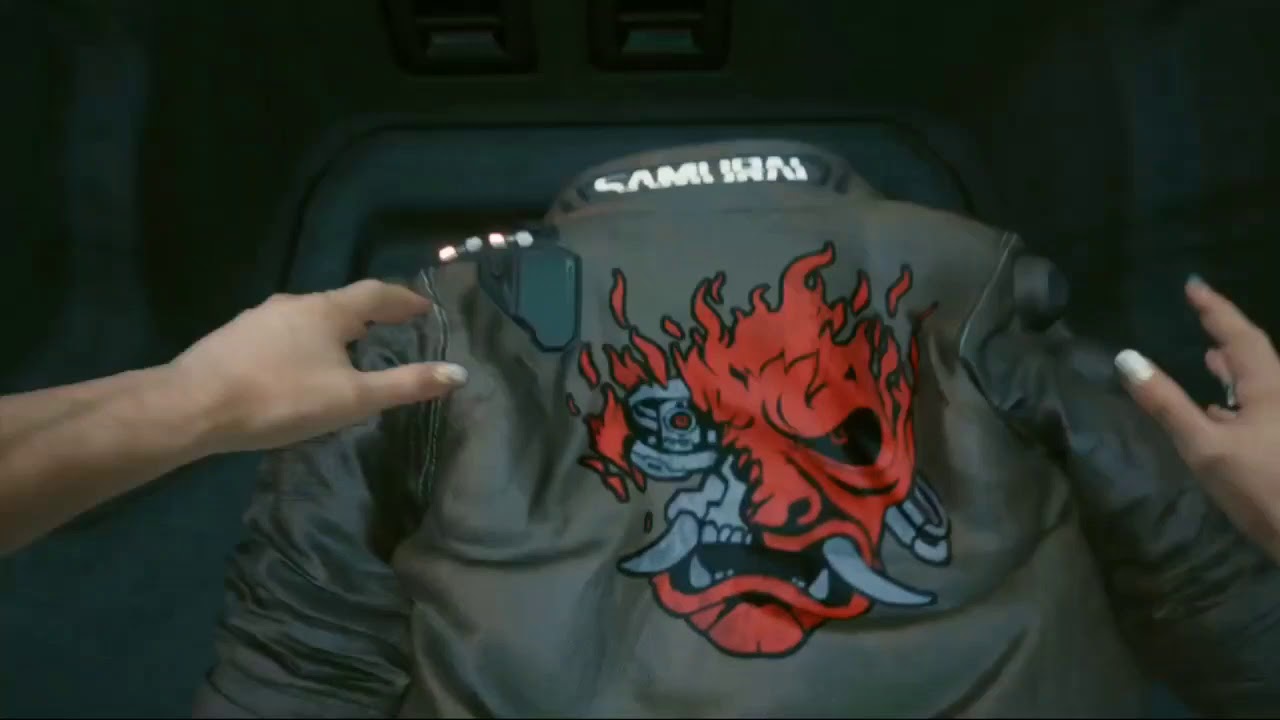 Rogue gifts V Johnny Silverhand's Samurai Jacket - YouTube