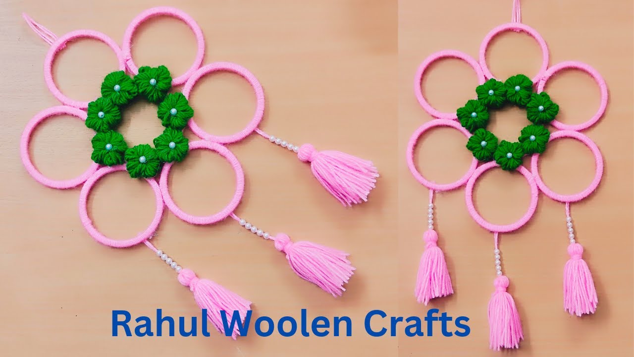 Easy Woolen Wall Hanging Craft Ideas With Old Bangles | Woolen Wall ...