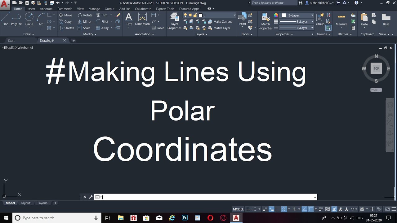2. Making lines using polar coordinates in AutoCAD | AutoCAD 2020 ...