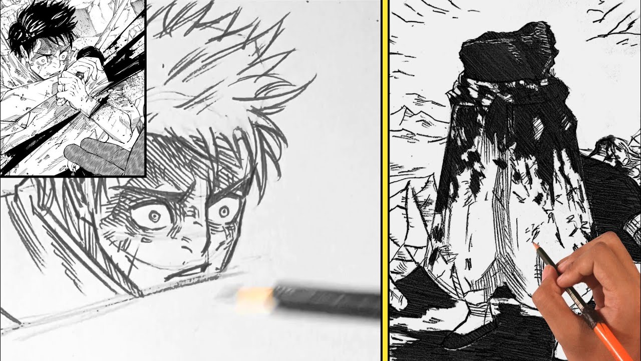How To Draw SUKUNA Slashed GOJO & YUTA in Half - JUJUTSU KAISEN - YouTube