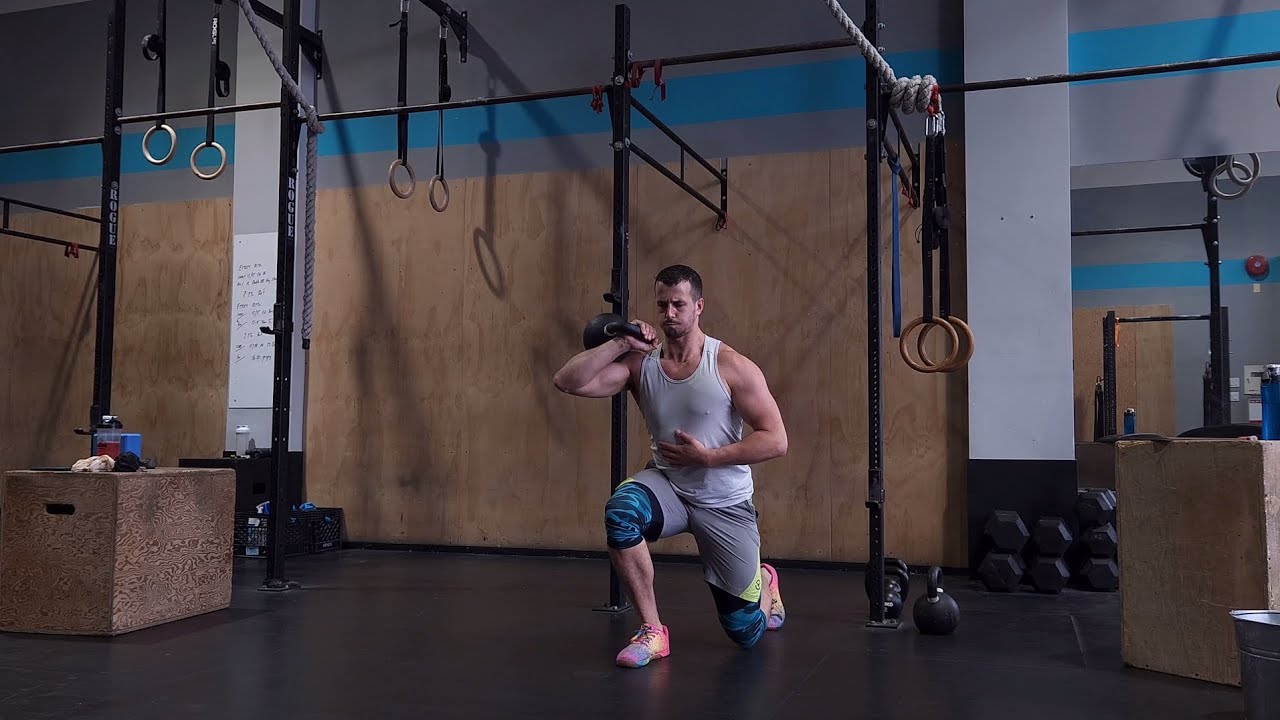 Kettlebell Front Rack Reverse Lunge exercise demonstration - YouTube