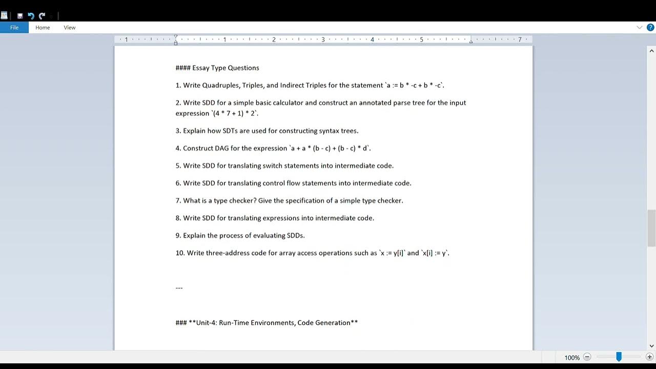 JNTUH BTCH COMPLIER DESGIN CSE IMPORTANT QUESTIONS ||R18||2024 - YouTube