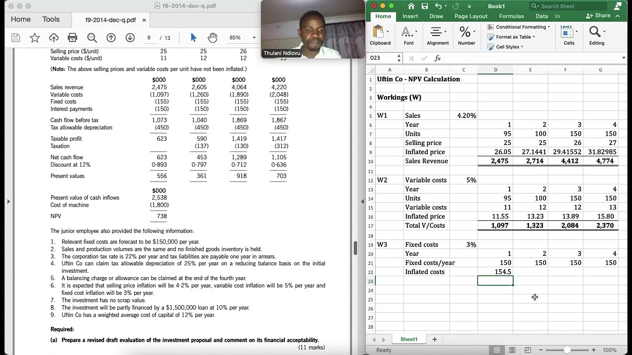 Uftin Co - ACCA F9/FM Dec 2014 - NPV Calculation - YouTube
